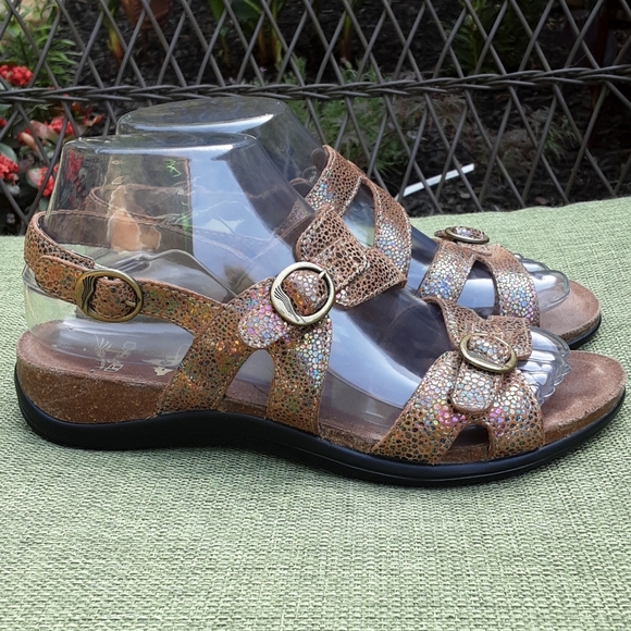 Dansko | Shoes | Dansko Leather Animal Print Iridescent Sandal | Poshmark